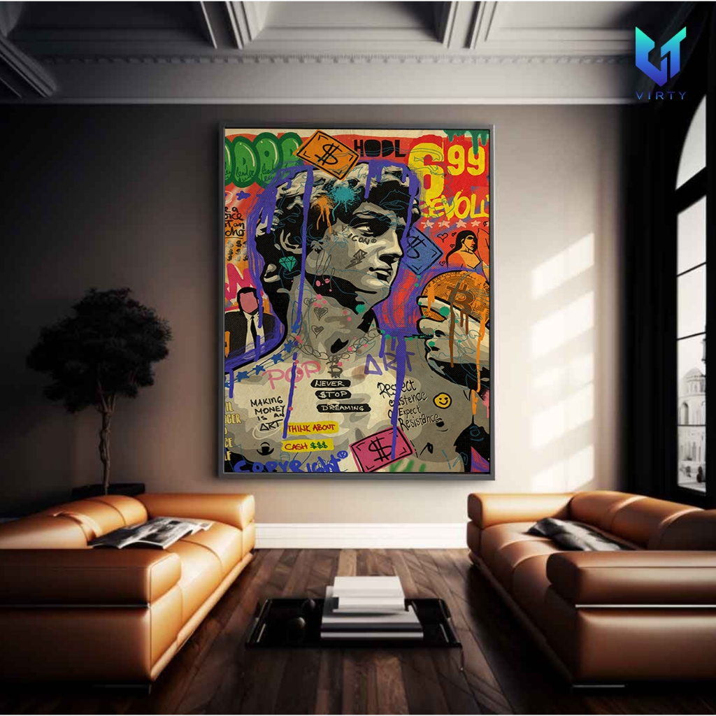 Tranh Canvas treo tường POP ART kèm khung composite Tranh VIRTY decor ...