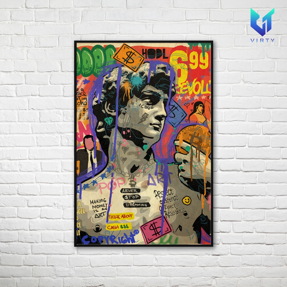 Tranh Canvas treo tường POP ART kèm khung composite Tranh VIRTY decor ...