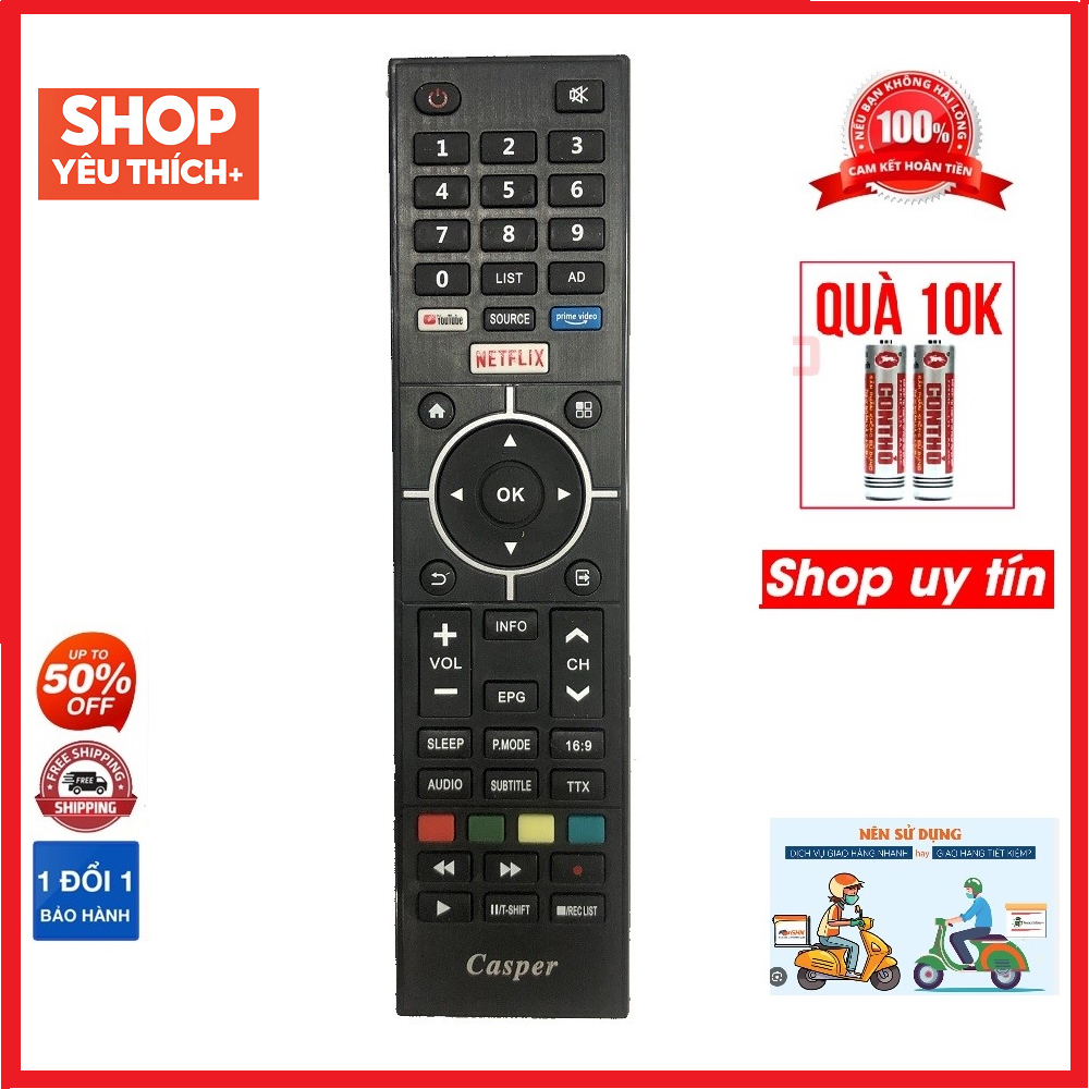 Remote Điều khiển tivi Casper - Hàng chính hãng Casper mới Tặng kèm Pin ...