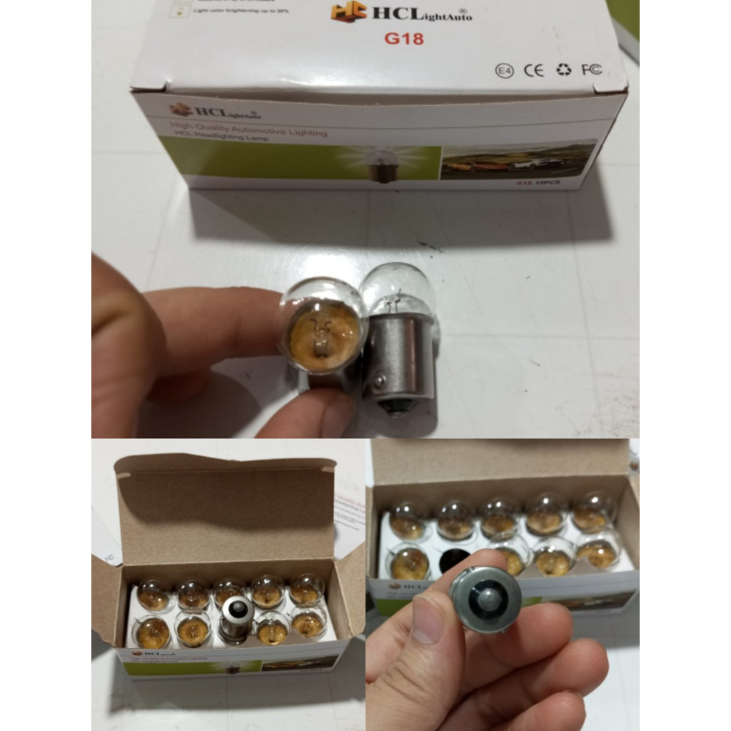 Hộp 10 bóng đèn Halogen G18 HCL 12V/24V 10W. Bóng 1 tim lùn 10w 12v 24v ...