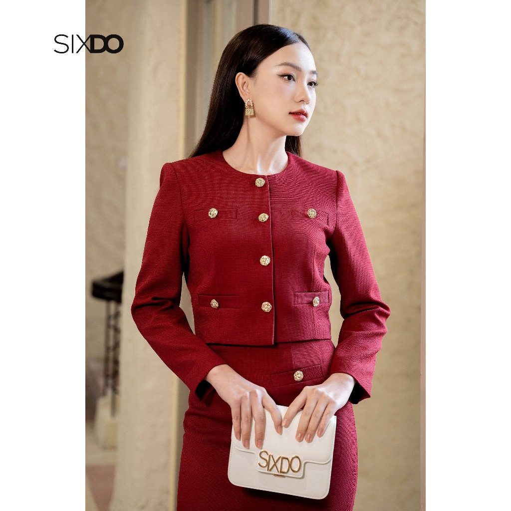 Áo Vest nữ dài tay đỏ đậm SIXDO (Dark Red Cropped Raw Vest) | Shopee ...