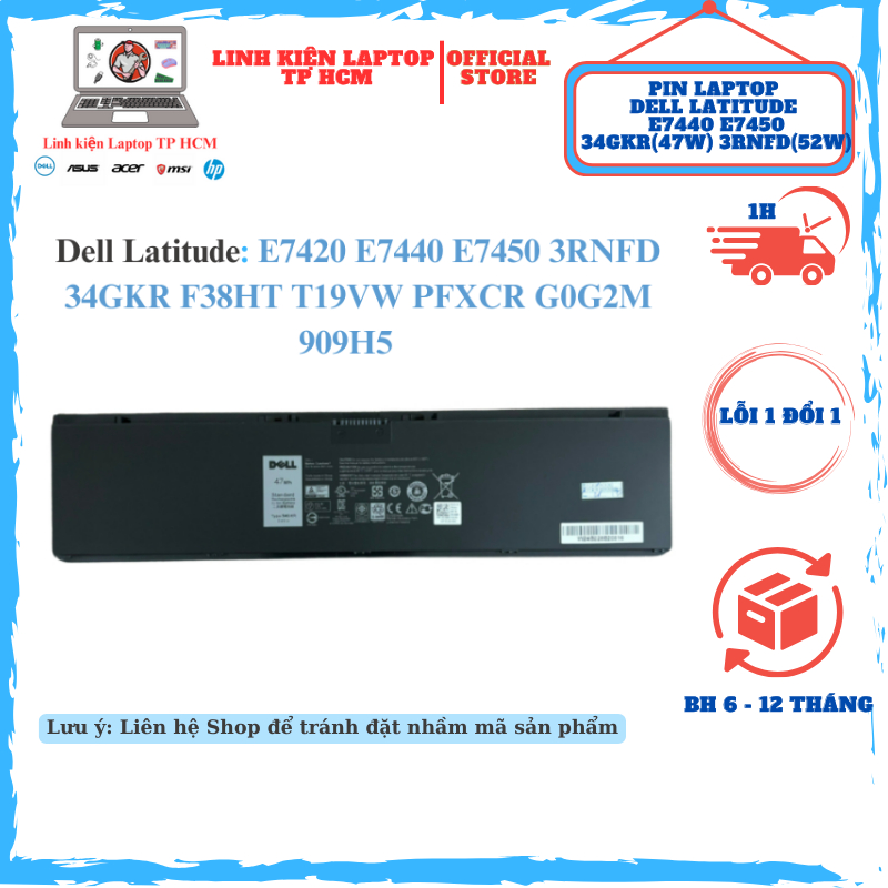 Pin Laptop Dell Latitude E7440 E7450 7440 7450 54W 47WH 34GKR 3RNFD ZIN ...