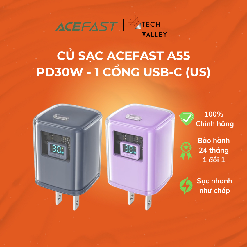 Củ sạc ACEFAST A55 - PD30W GaN (1xUSB-C) US | Shopee Việt Nam
