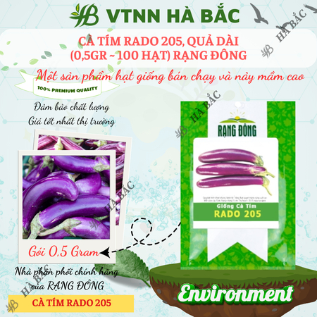 Hạt Giống Cà Tím RADO 205 (Gói 0,5g~100 Hạt) Rạng Đông, Quả Dài, Chịu Nhiệt Tốt, Sinh Trưởng ...