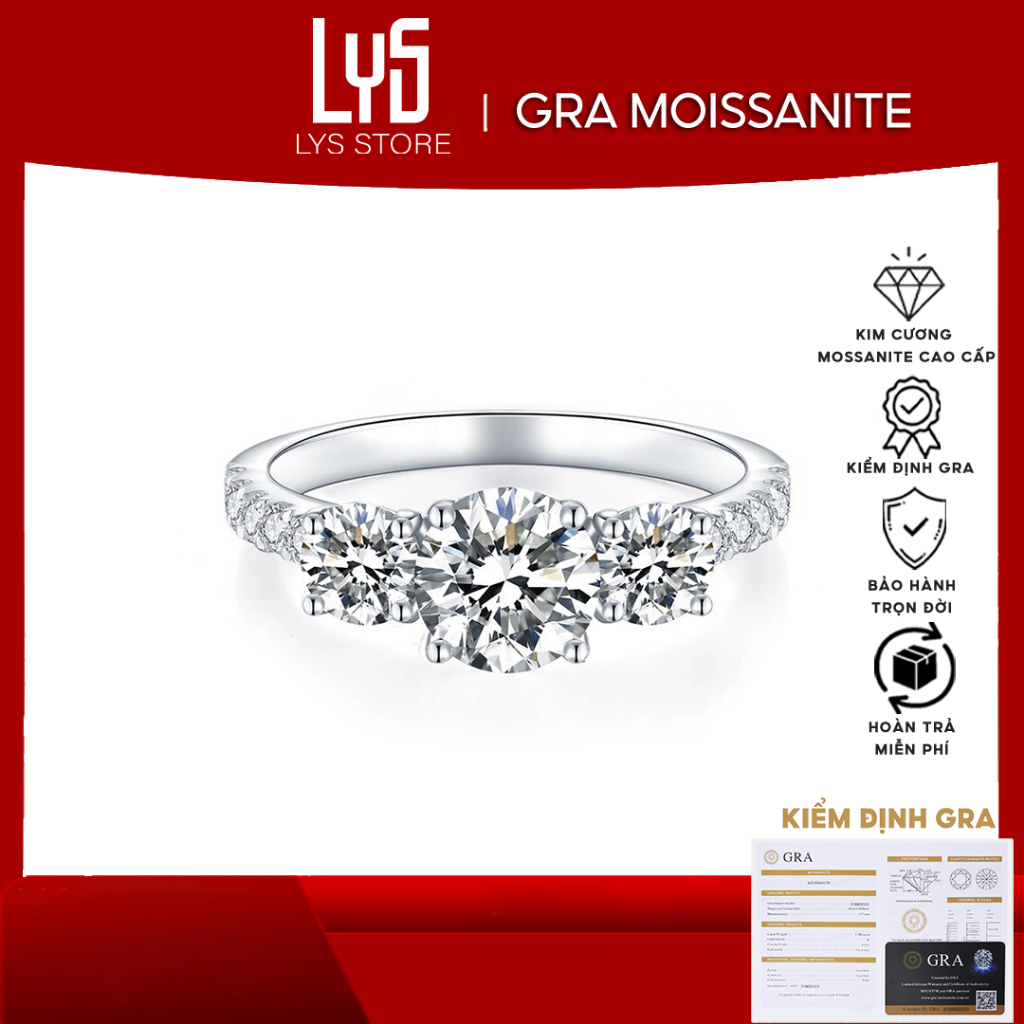 Nhẫn kim cương Moissanite 4.5 Ly Solitaire Pavéproposal lover DR019 - Kiểm định GRA | Shopee ...