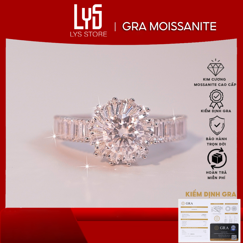 Nhẫn kim cương Moissanite 6 Ly Solitaire Pavéproposal lover DR023 - Kiểm định GRA | Shopee Việt Nam
