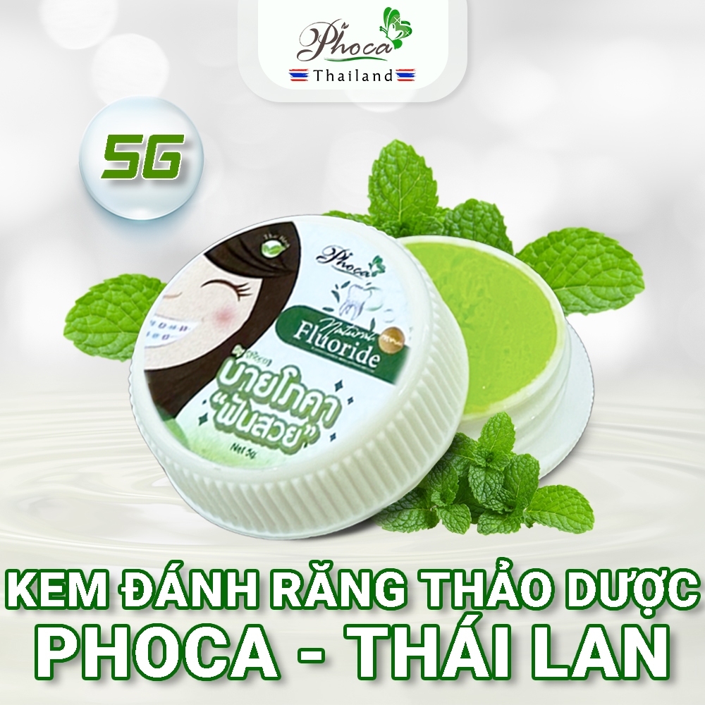 Kem đánh răng thảo dược BY PHOCA Thái Lan 5g giúp răng trắng sáng, dùng được cho người niềng ...
