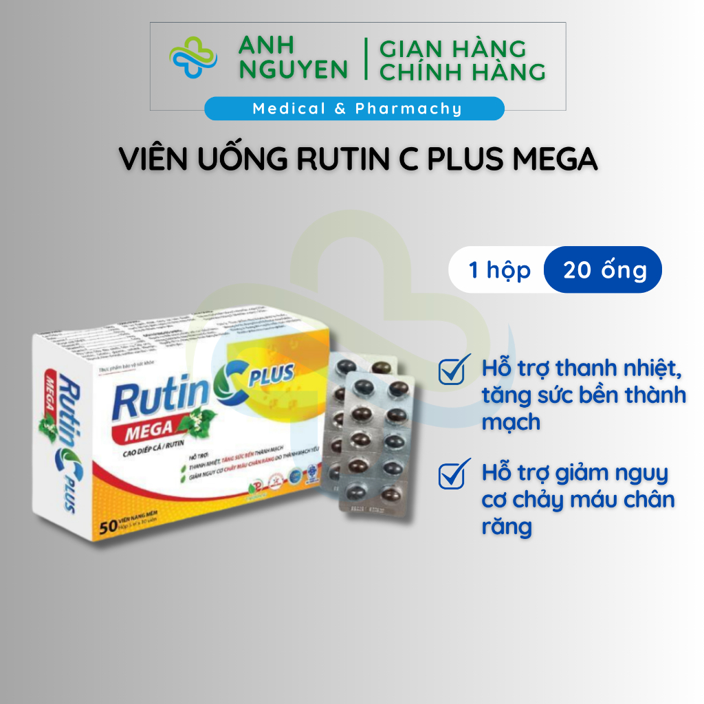 Viên Uống Rutin C Plus Mega Hỗ Trợ Thanh Nhiệt - Hộp 50 Viên | Shopee ...