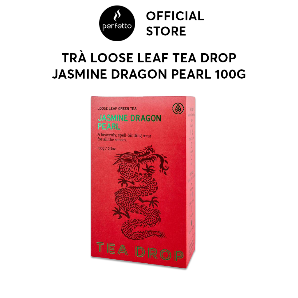 Trà xanh ngọc rồng Tea Drop Jasmine Dragon Pearl (100g trà khô ...