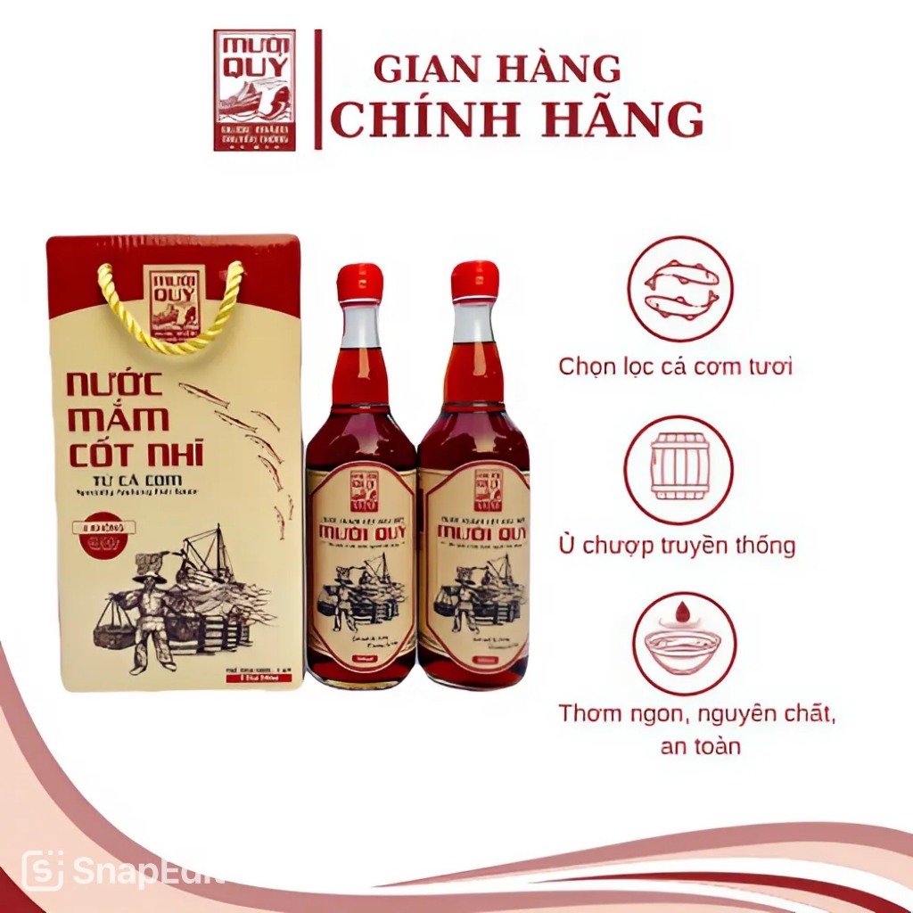 Hộp quà tặng 2 chai Nước mắm cá cơm cốt đặc biệt Mười Qúy - chai thủy ...