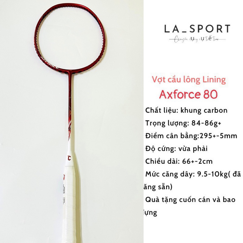 Vợt cầu lông Lining Axforce 80 Rồng đỏ khung carbon, căng sẵn 11kg tặng ...