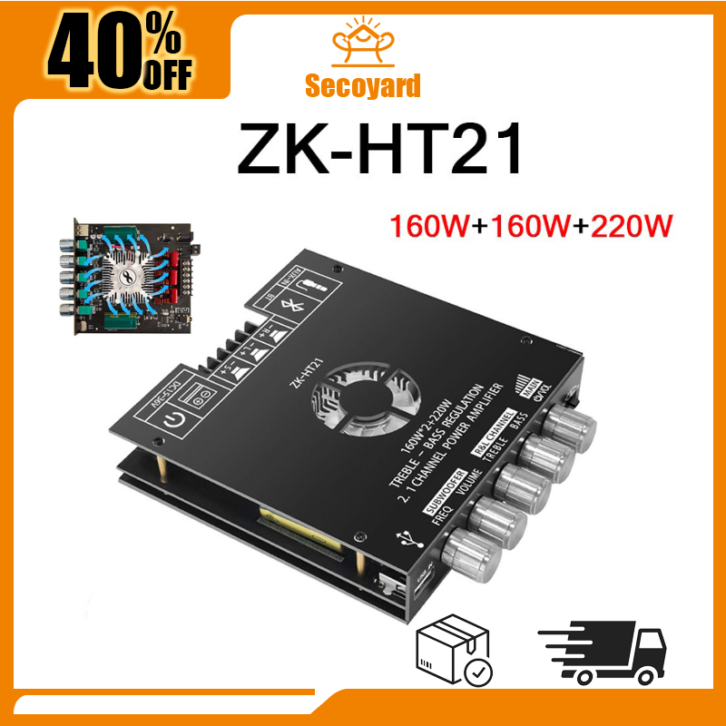 ZK-HT21/MT21 2.1-channel Stereo Bluetooth 5.0 Digital Power Amplifier Module AUX Digital Power ...