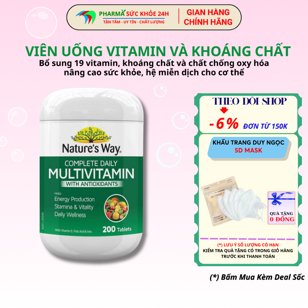 [Nhập Úc] Vitamin Tổng Hợp Multivitamin Nature’s Way Tăng Cường Đề ...