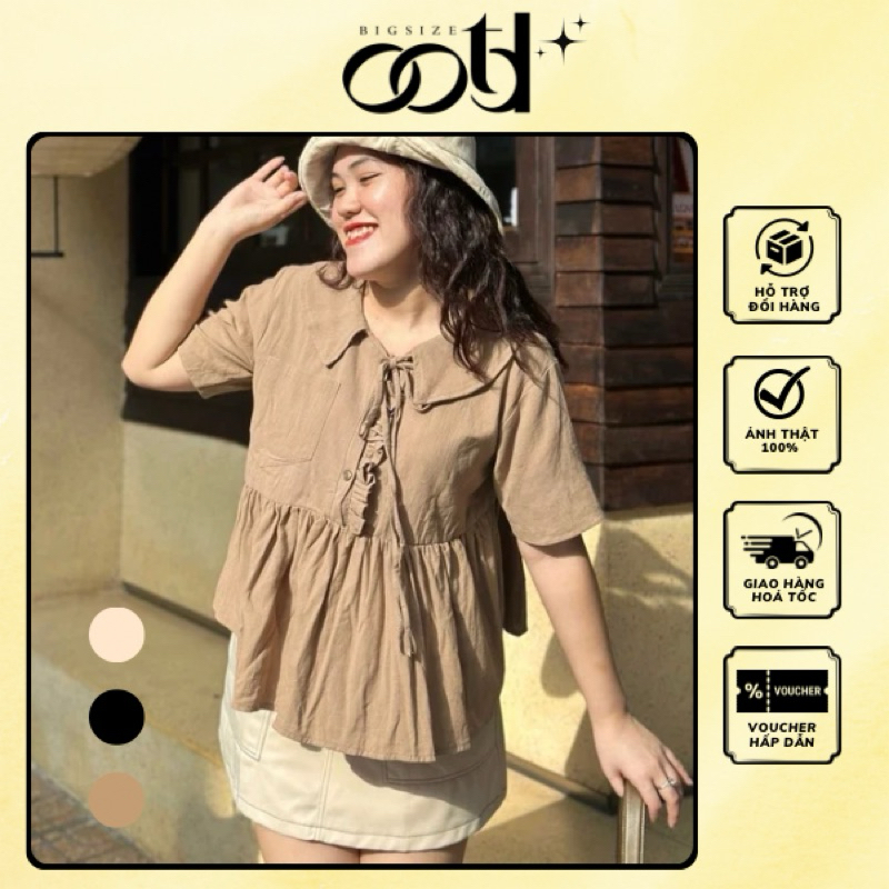 OOTD BIGSIZE | Áo kiểu babydoll cổ sen bèo cúc | Shopee Việt Nam