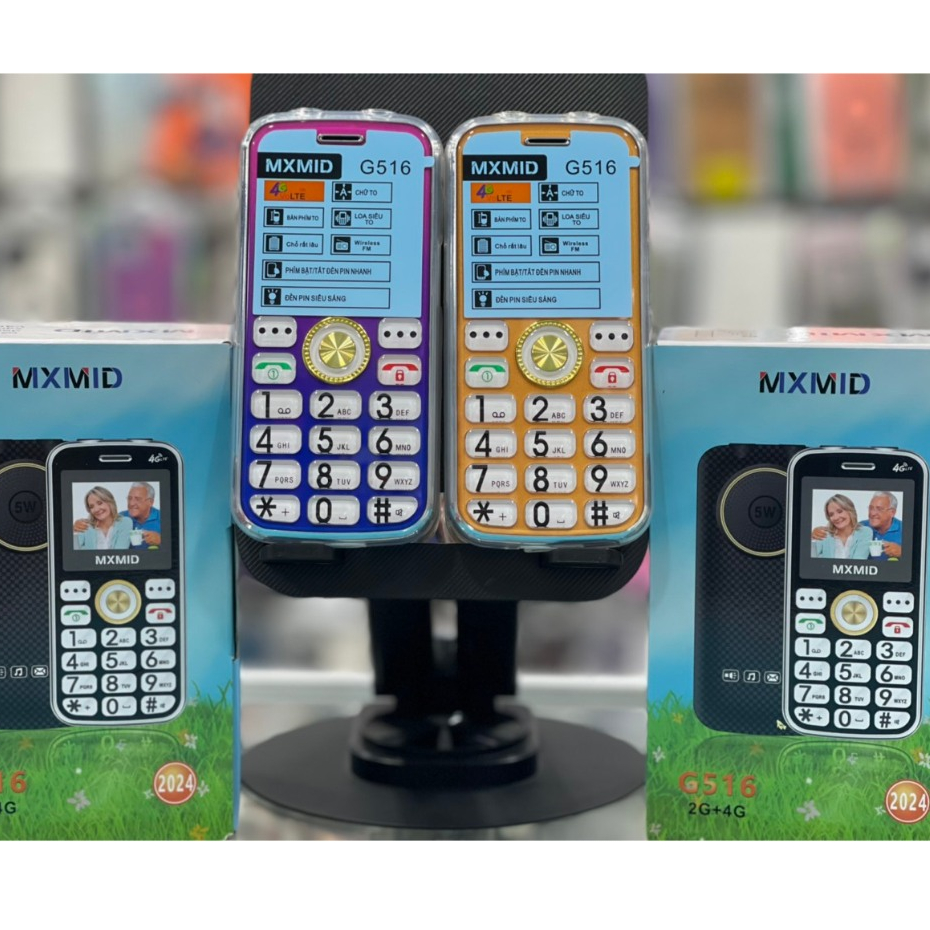 Điện thoại G516, 2 sim đạt chuẩn sóng 4G, loa siêu to, bàn phím to, đèn ...