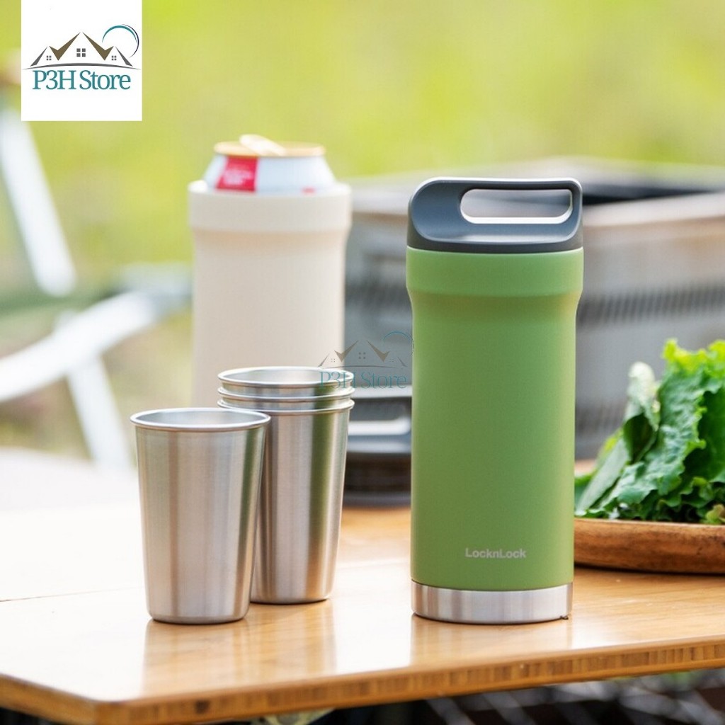Bình giữ nhiệt LocknLock Hybric Tumbler Set SLO LHC4303 kèm 4 ly inox ...