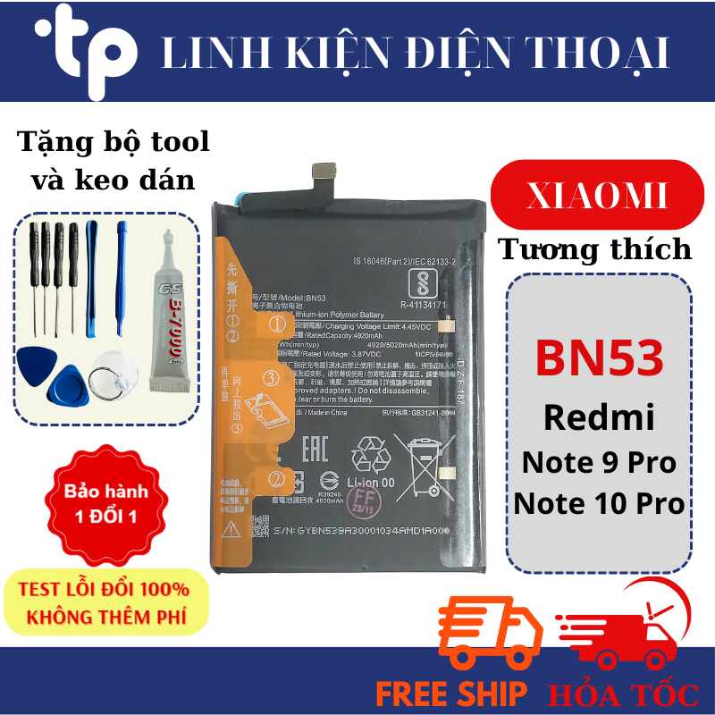 Pin Xiaomi ~BN53~ Redmi Note 9 Pro / Redmi Note 10 Pro (Tặng bộ sửa và ...