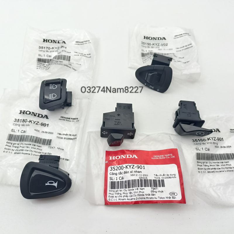 Bộ 5 nút bật công tắc điện, đèn WAVE S110, RS, RSX... zin chính hãng ...