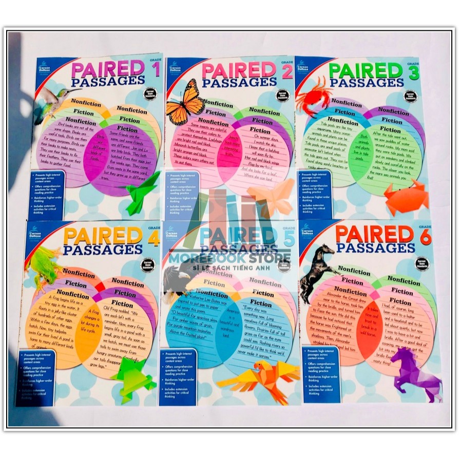 Carson Dellosa Paired Passages Workbook Grade 1-6 ( trọn bộ 6c ...