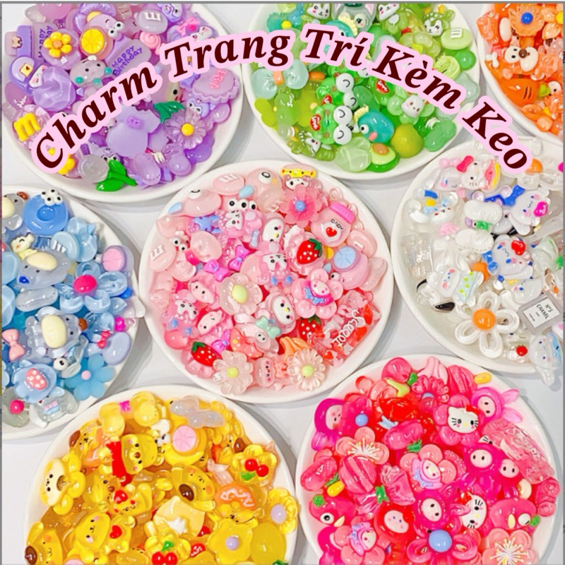 Charm Gắn Nón Bảo Hiểm, Phụ Kiện Charm Trang Trí gắn dép, Điện Thoại Theo Tone Màu Có Kèm Keo ...