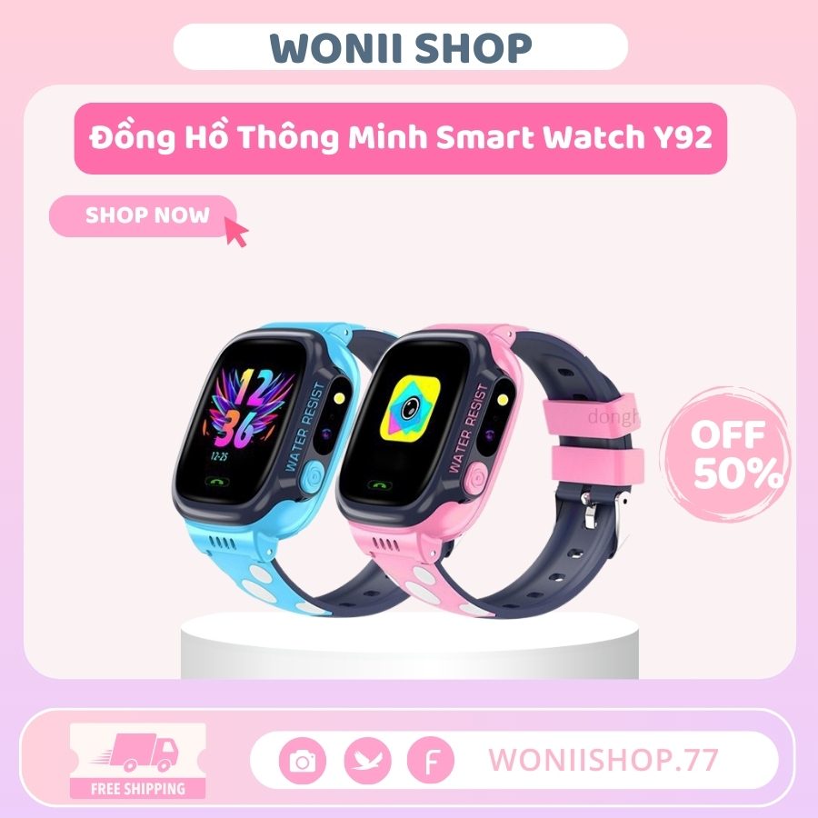 Đồng hồ thông minh Smart Watch Y92 định vị nghe gọi đa chức năng cao cấp lắp sim độc lập giành ...