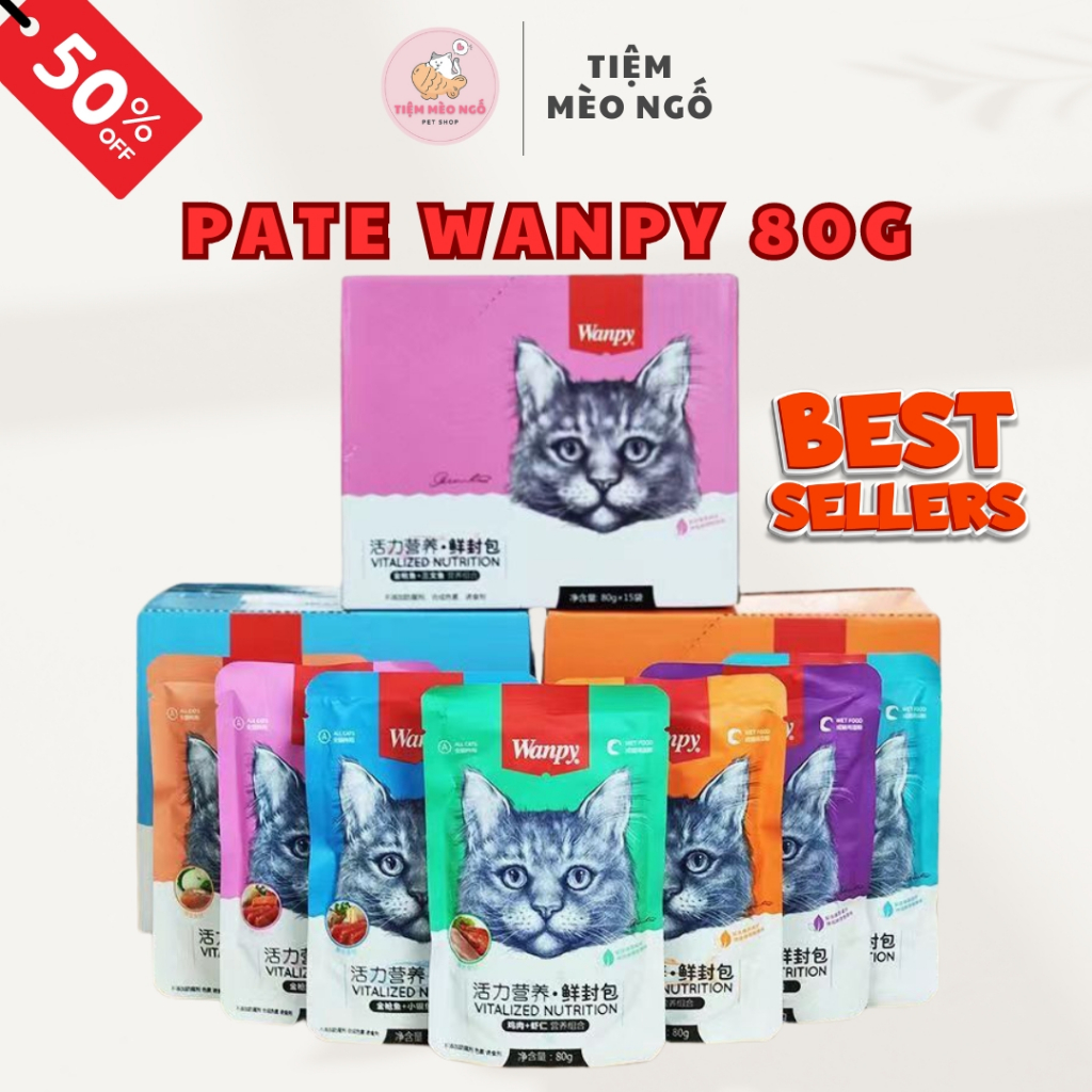 Hỏa Tốc - Pate Wanpy gói 80g cho mèo con mèo lớn mèo kén ăn, Pate mèo ...