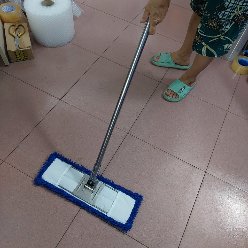 Hỏa Tốc-Cây lau nhà công nghiệp bẹ san hô 45cm Cán Thẳng Inox bông lau ...