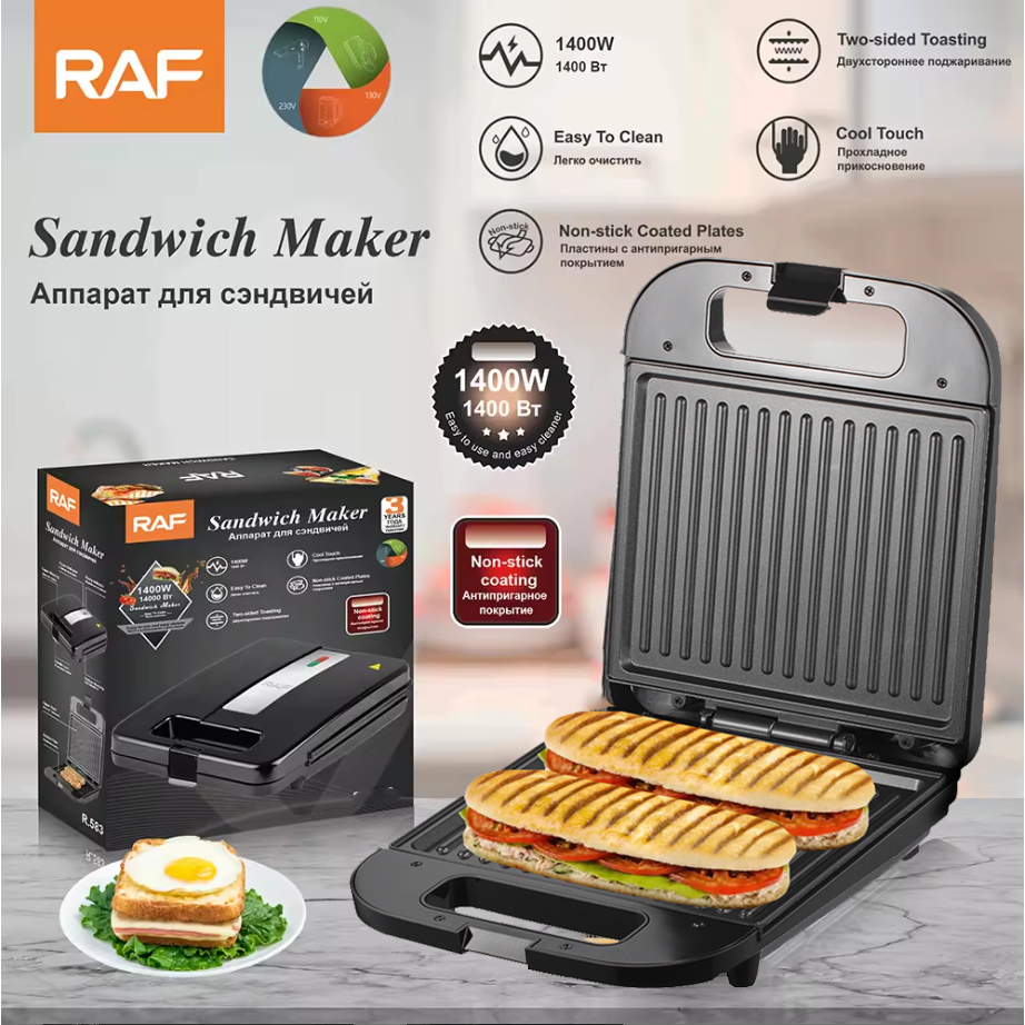 Máy nướng ép bánh mì, kẹp bánh mỳ khuôn đôi RAF 1400W Chính Hãng [BH 12 Tháng] | Shopee Việt Nam