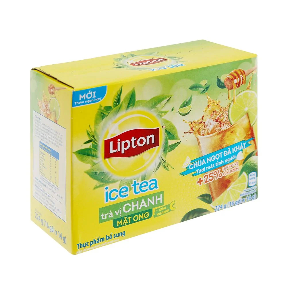 Trà Lipton Ice Tea chanh mật ong hộp 224g (16 gói x 14g) | Shopee Việt Nam