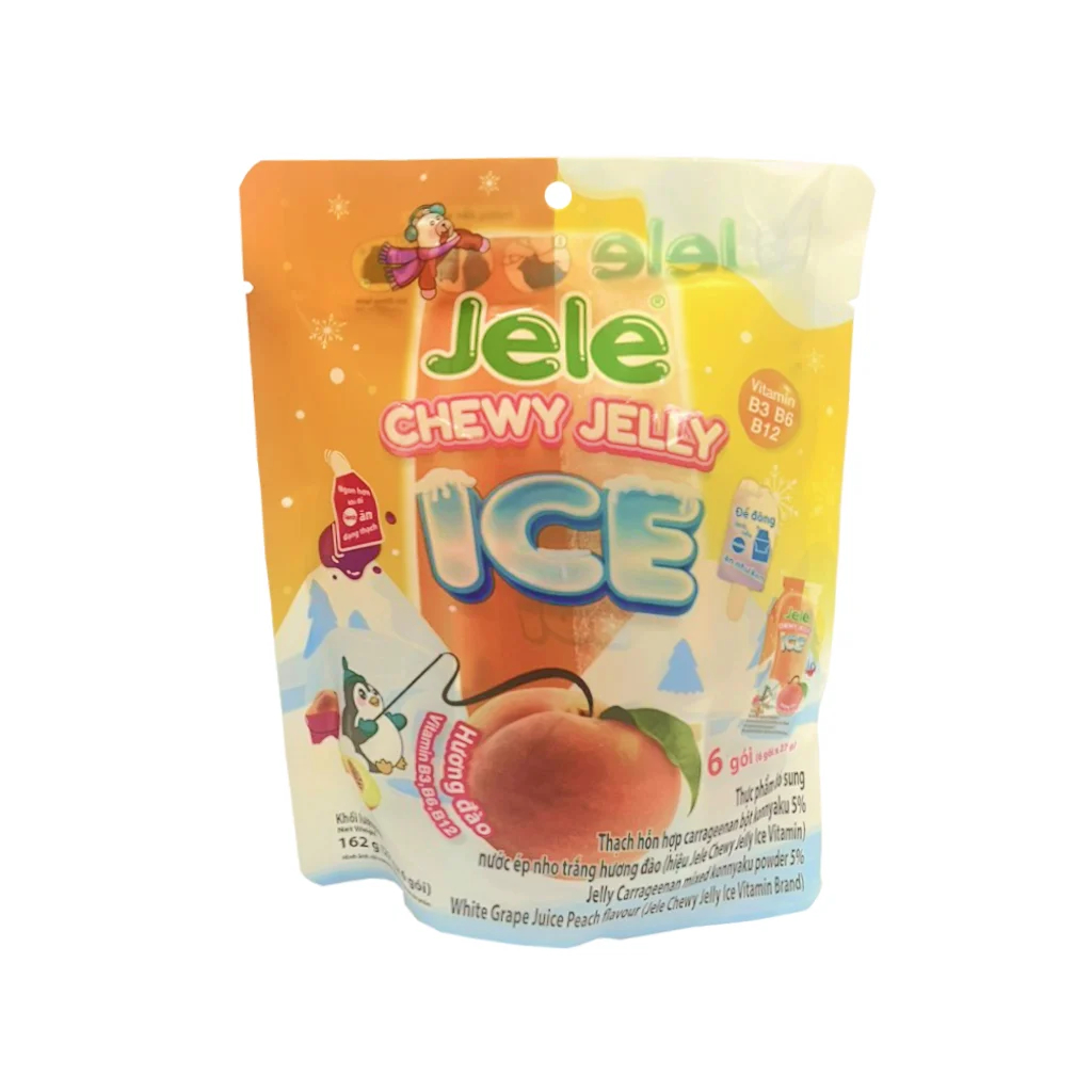 Thạch trái cây Chewy Jelly Ice hương đào Jele gói 162g (6 gói x 27g) | Shopee Việt Nam