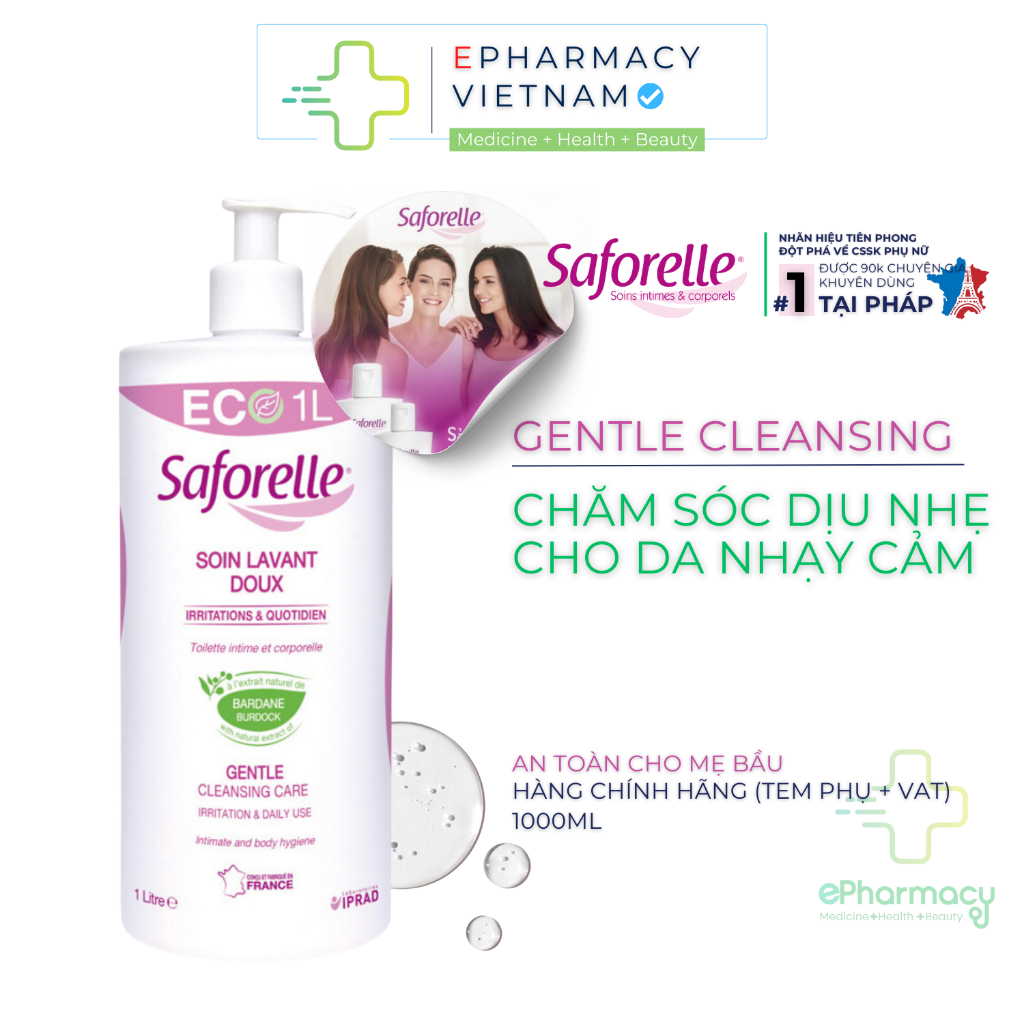Dung dịch vệ sinh Saforelle Gentle Cleansing Care giúp làm sạch dịu nhẹ ...