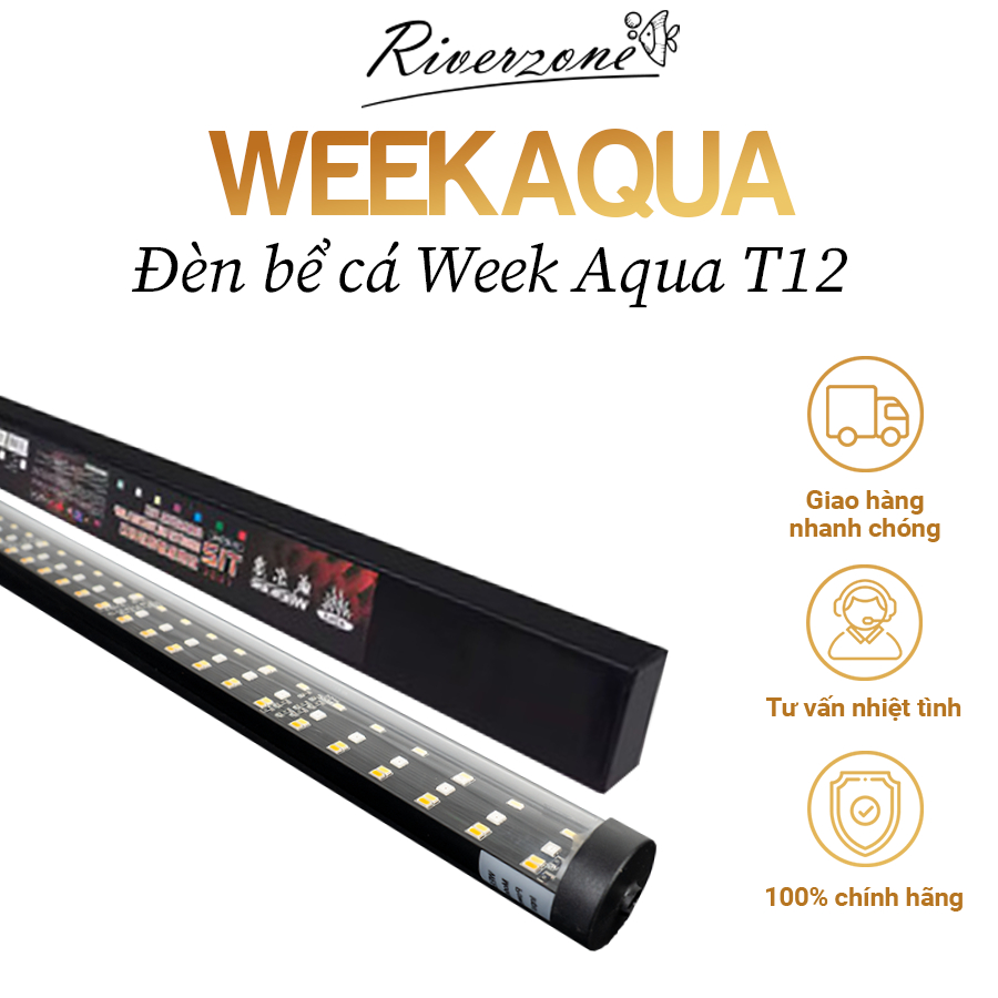 Đèn bể cá Week Aqua T12 TUBE hiệu chỉnh App tiện lợi với 18 chế độ màu sẵn đa dạng cho mọi loại ...