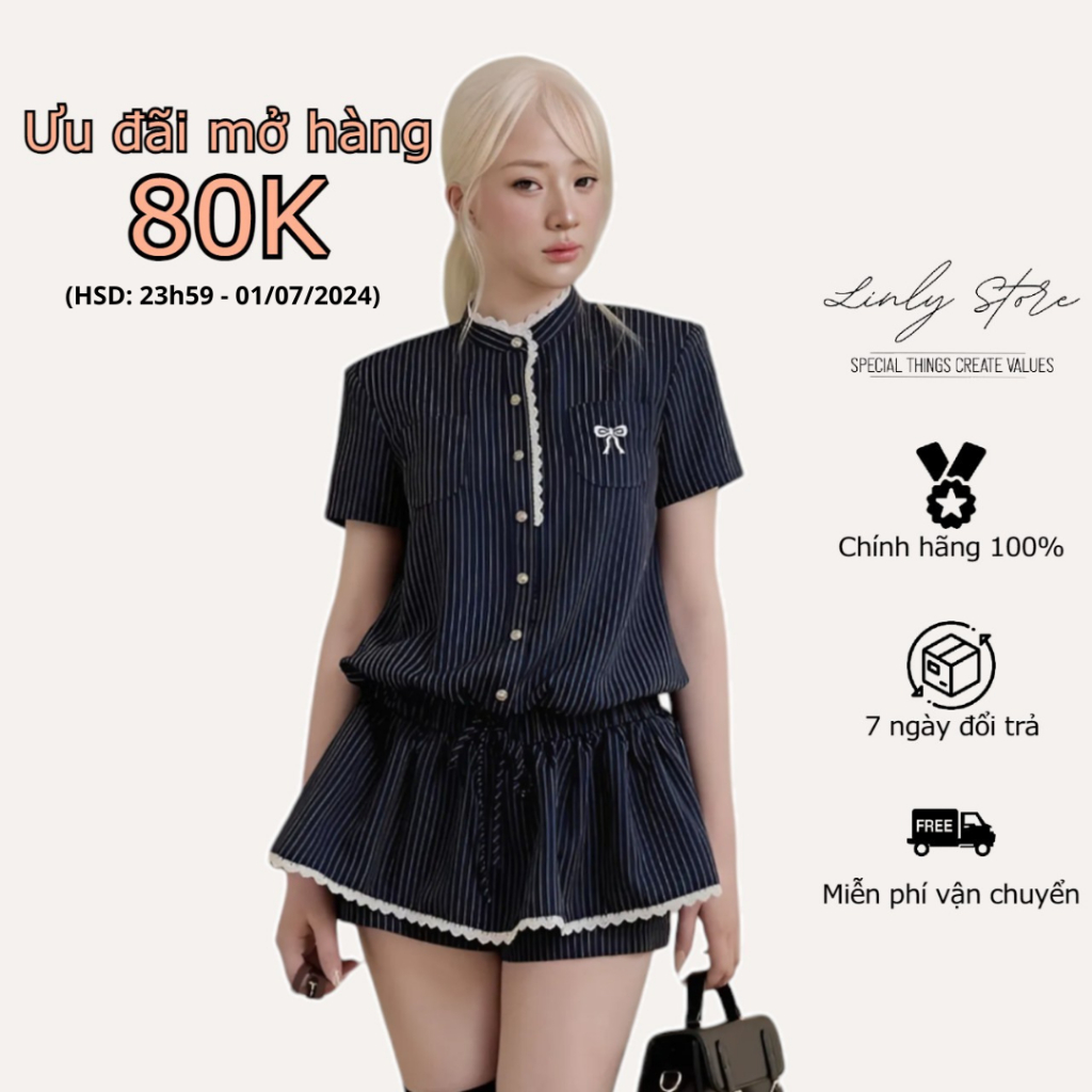 Set jumpsuit nữ sang chảnh, set bộ áo váy liền quần thêu nơ Linly Store J-JS2 | Shopee Việt Nam