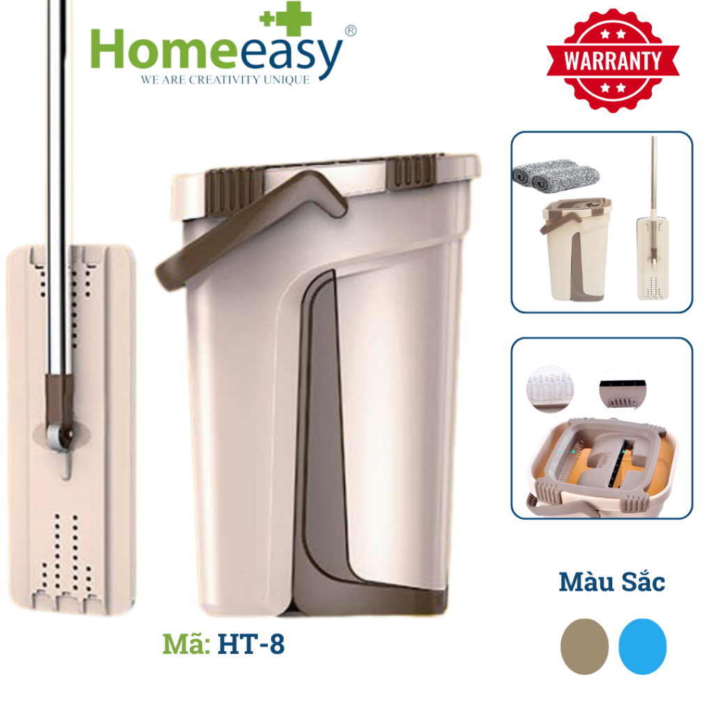 Bộ Lau Bẹ 2 Ngăn - Homeeasy | HT8 | Đi kèm 2 móp lau (Giao Màu Ngẫu ...