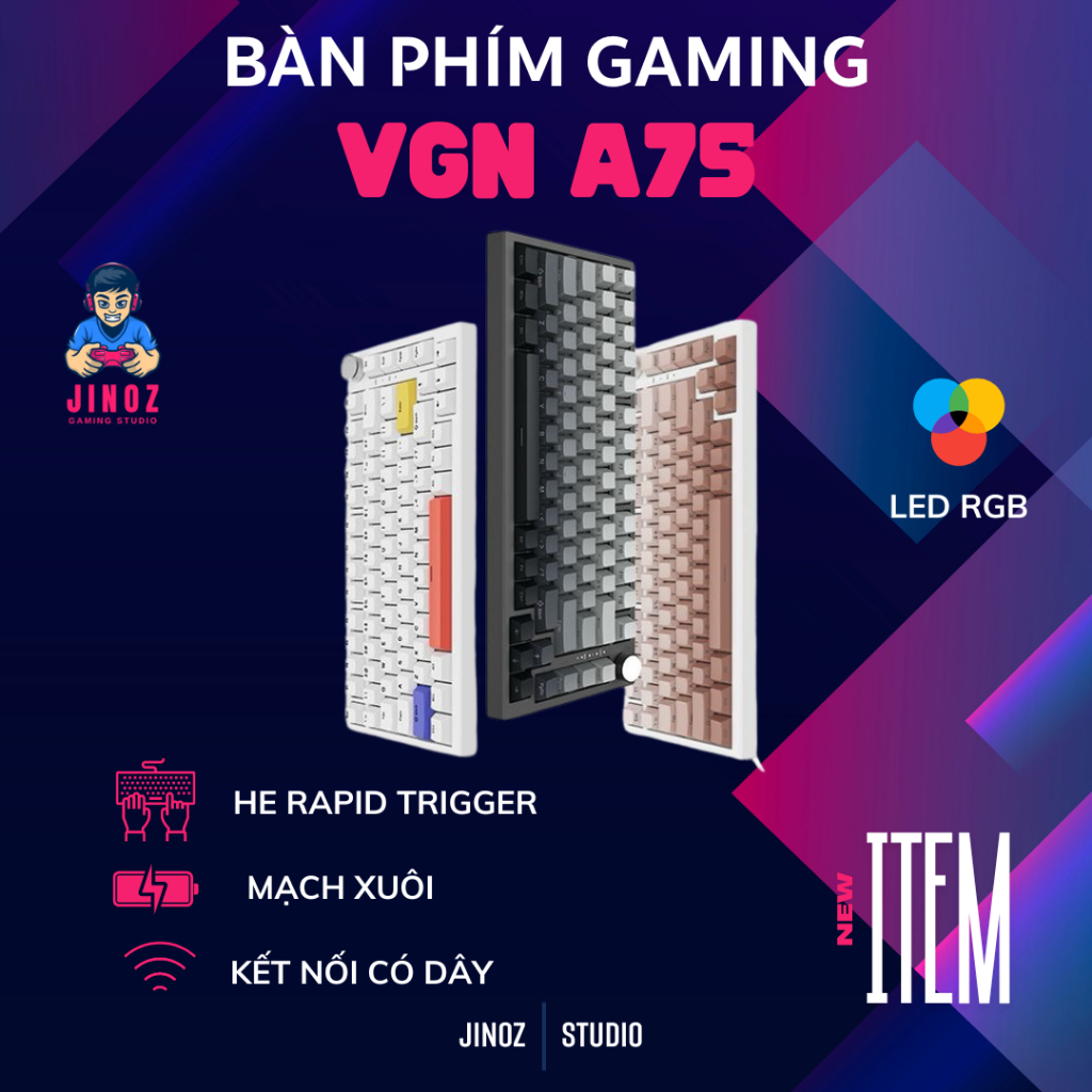 [Sẵn] Bàn phím cơ gaming VGN A75 | HE Rapid Trigger | RGB | Layout 75% | Gasket mount | Shopee ...