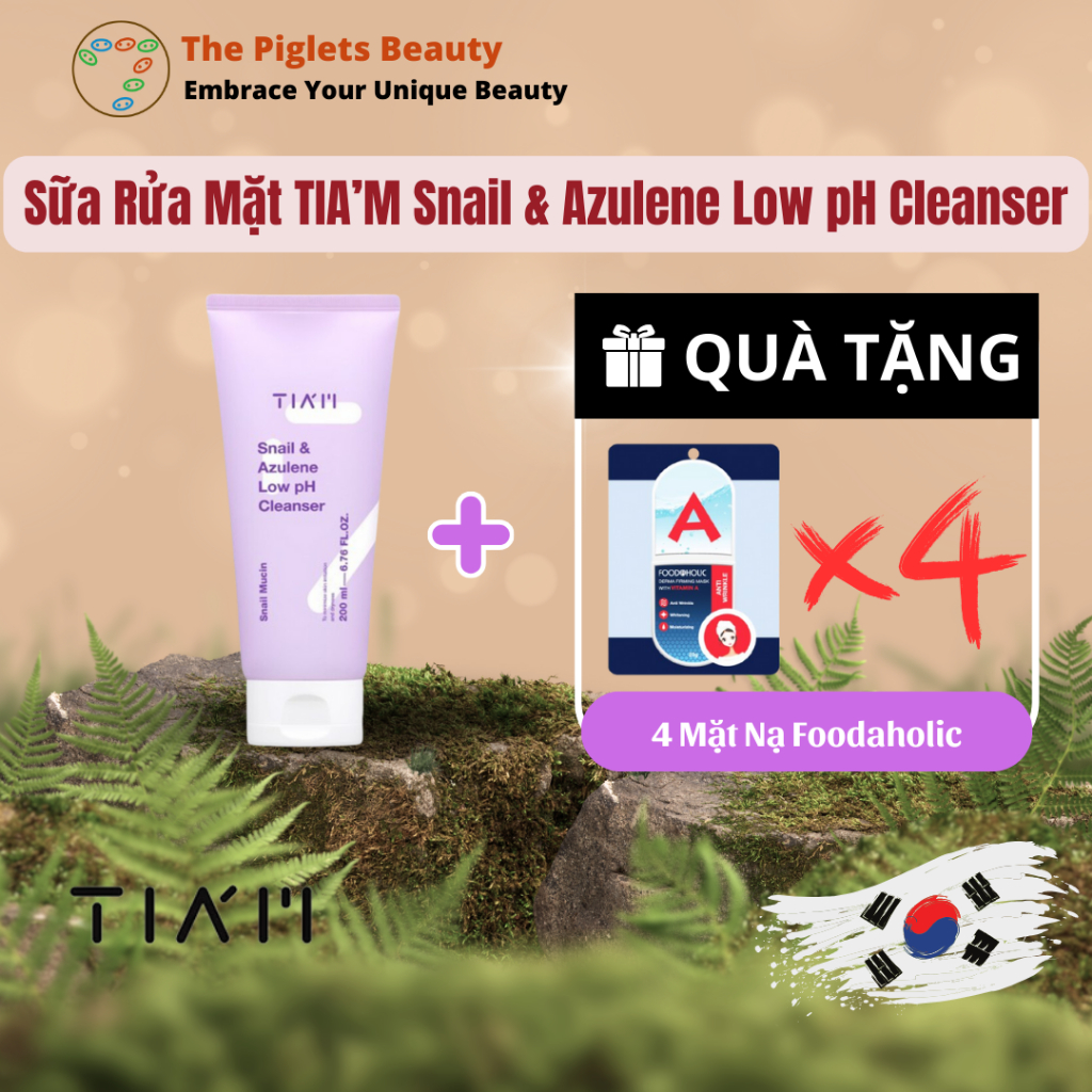 [MUA 1 TẶNG 4] Sữa Rửa Mặt TIAM Snail & Azulene Low pH Làm Sạch, Dưỡng ...