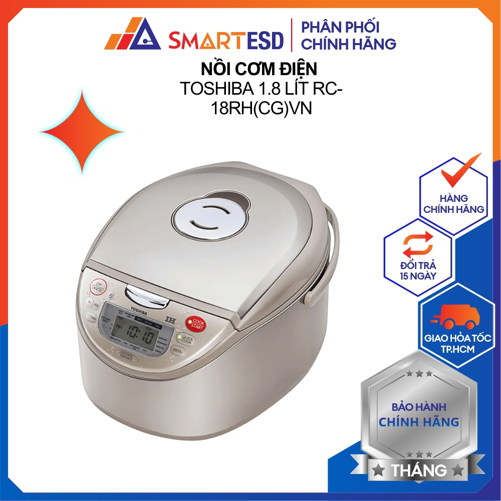 Nồi cơm điện tử cao tần Toshiba RC-18RH(CG)VN - Dung tích 1.8L - Hàng ...