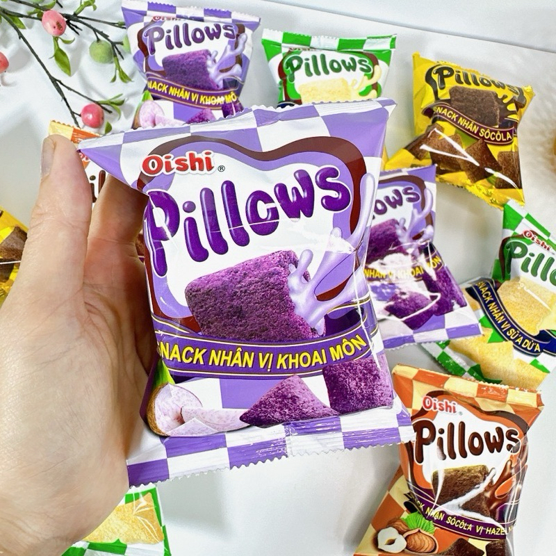 Combo 5 bịch Snack Pillows Oishi Nhân Sữa Dừa/Socola /Kem/Khoai Môn(Gói ...