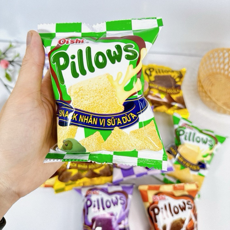 Combo 5 bịch Snack Pillows Oishi Nhân Sữa Dừa/Socola /Kem/Khoai Môn(Gói ...