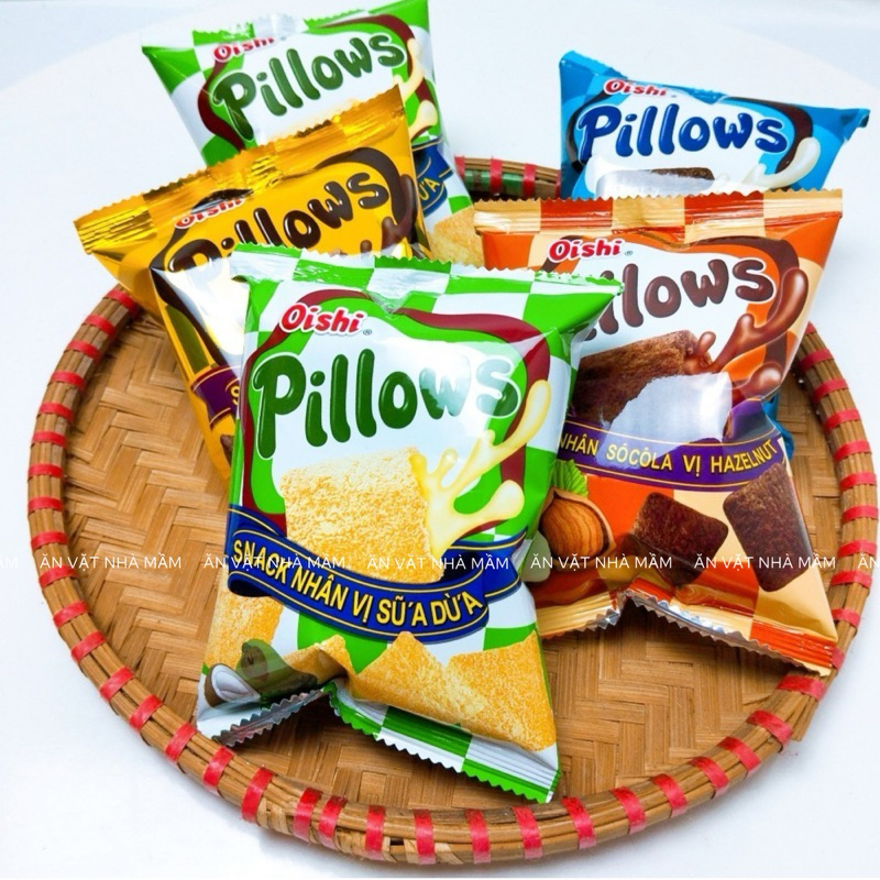 Combo 5 bịch Snack Pillows Oishi Nhân Sữa Dừa/Socola /Kem/Khoai Môn(Gói ...