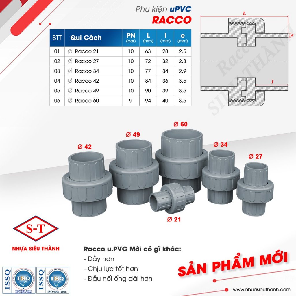 [COMBO 1 BỊCH] Rắc co RACCO 60, khớp nối sống nhựa Nhựa Siêu Thành ...