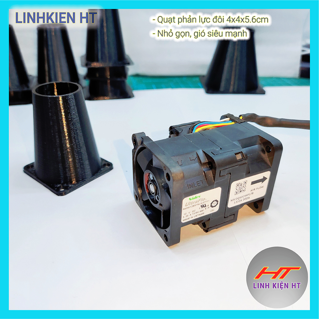 Quạt turbo quạt tản nhiệt phản lực đôi Nidec 4x4x5.6cm 12V 3.2A siêu ...