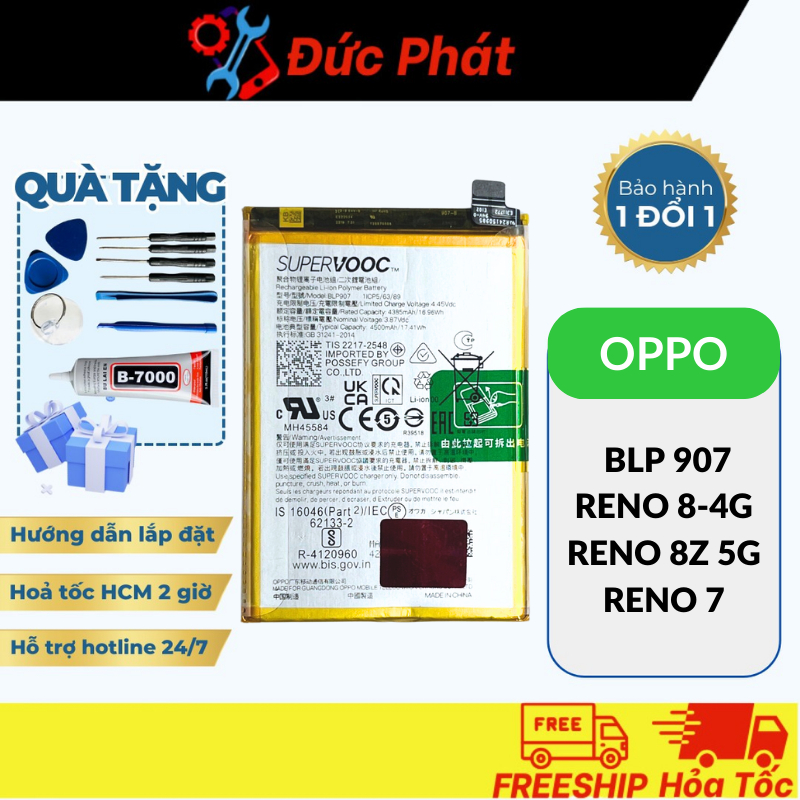 PIN OPPO BLP 907/ RENO 8-4G/ RENO 8Z 5G/ RENO 7 (TẶNG KÈM KEO VÀ TOOLS ...