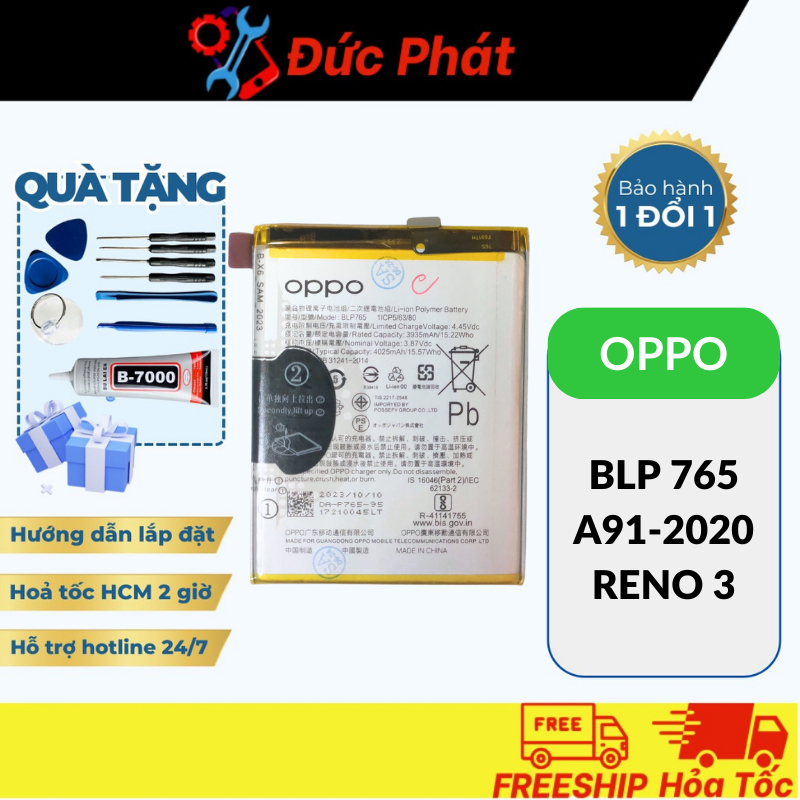 PIN OPPO BLP 765/ A91-2020/ RENO 3 (TẶNG KÈM KEO VÀ TOOLS SỬA) | Shopee ...