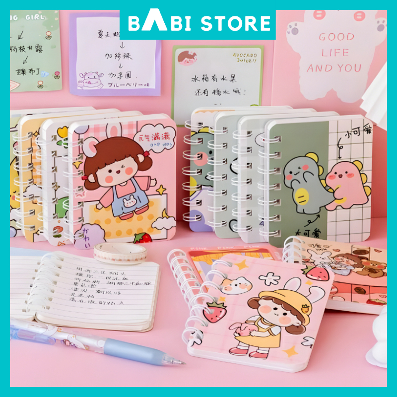 Sổ tay ghi chép mini dễ thương lò xo tiện lợi nhỏ xinh, Sổ lò xo hoạt ...