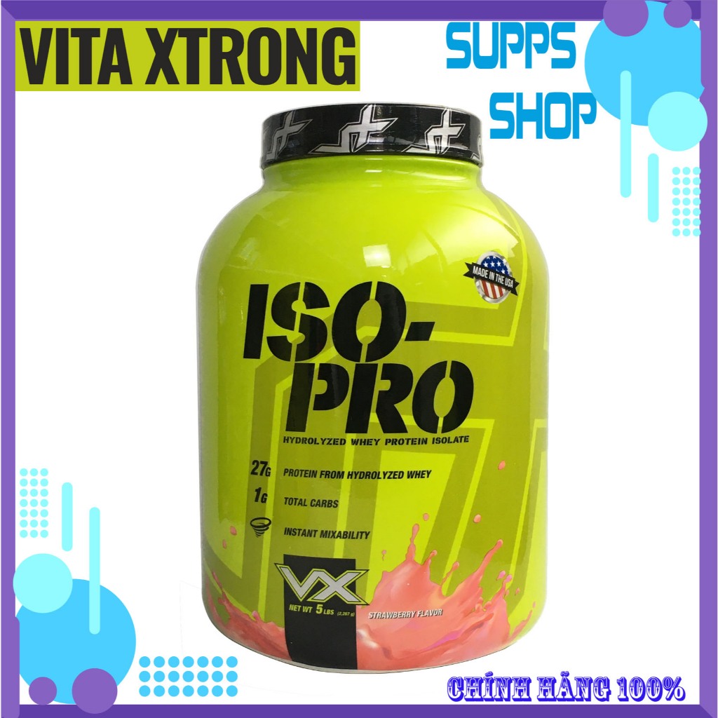 WHEY ISO PRO VitaXtrong 66 lần dùng vị Dâu - Whey thủy phân hấp thụ ...