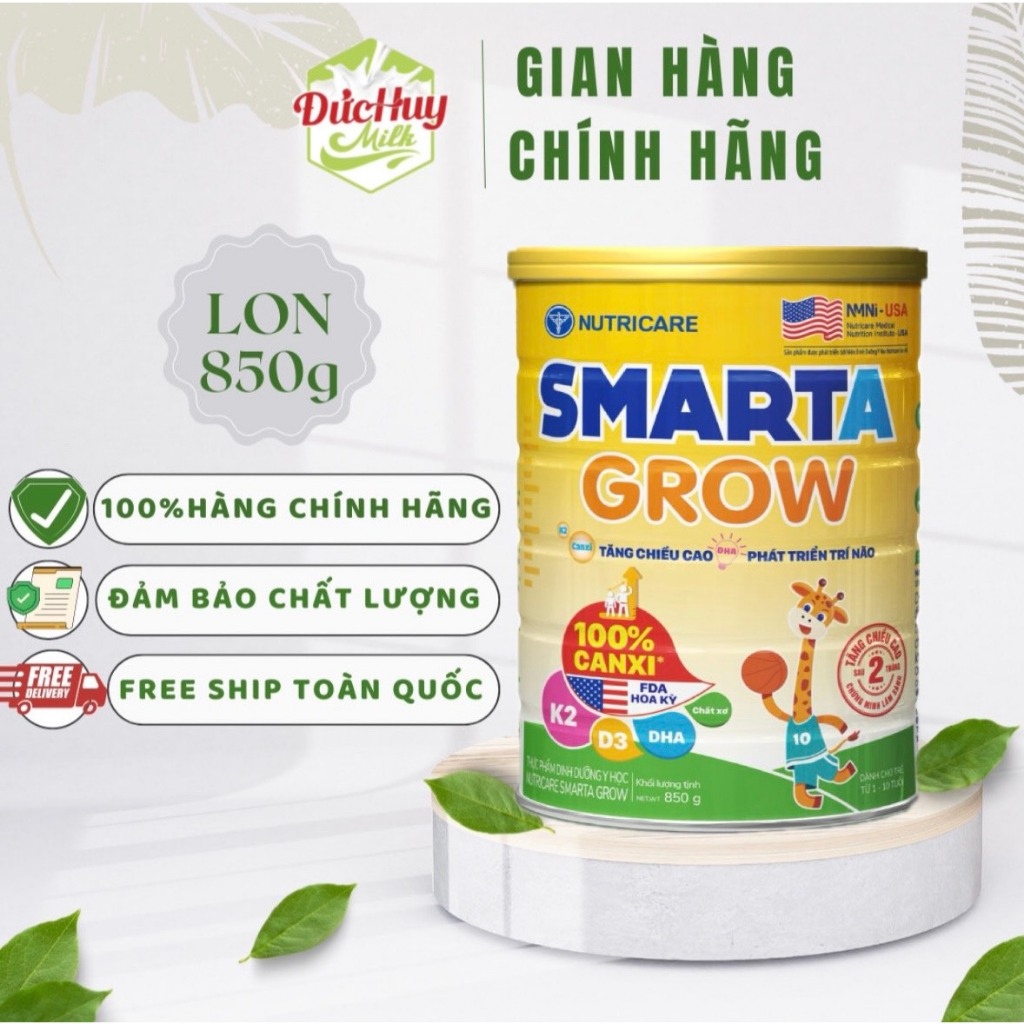 [CHÍNH HÃNG] Sữa bột Nutricare Smarta grow (1-10 tuổi ) 850g Phát triển ...