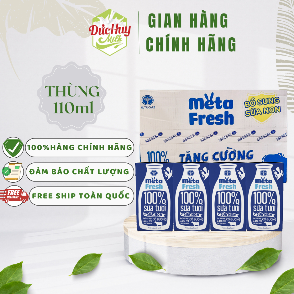 Thùng sữa tươi Nutricare Meta Fresh Có Đường 110ml x 12 Lốc | Shopee ...