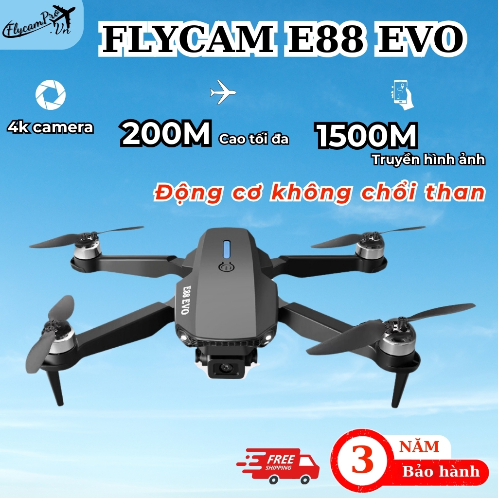 Flycam E88 EVO, drone camera kép 4K, động cơ không chổi than, thích hợp ...