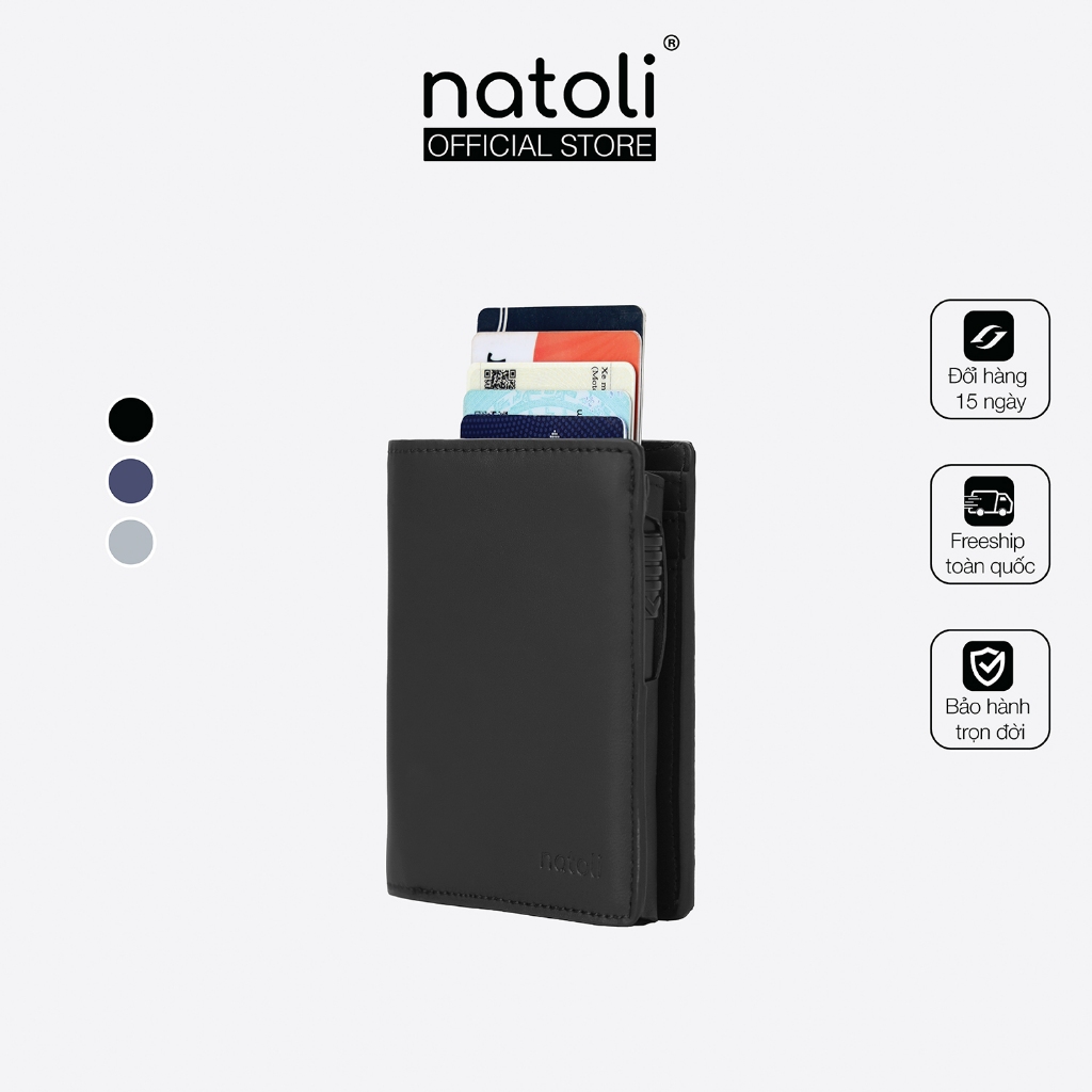 Ví da nam thông minh Thương hiệu Natoli dáng đứng, gập đôi, đựng thẻ cao cấp BST Ryder Wallet V9 ...